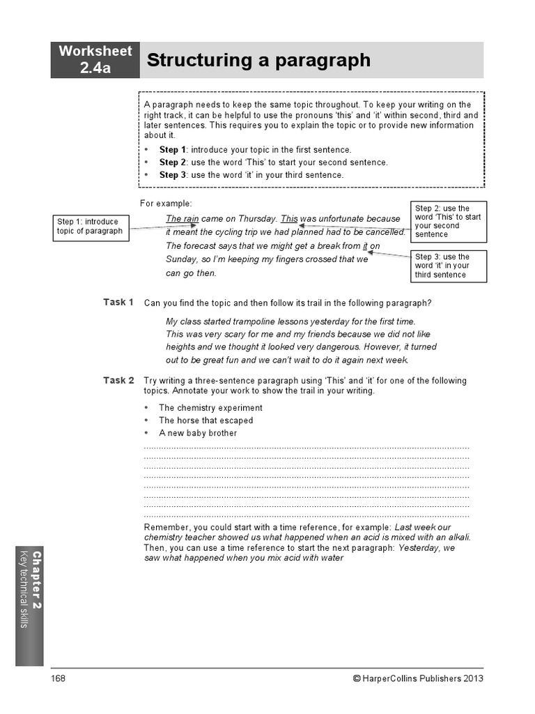 Structuring A Paragraph: Worksheet | PDF | Cognitive Science | Cognition