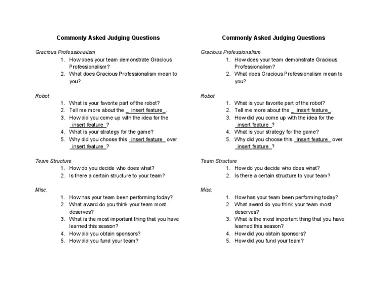 Commonly Asked Judging Questions | PDF