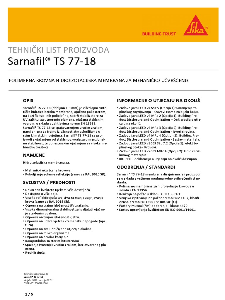 Sarnafil TS 77 18 | PDF