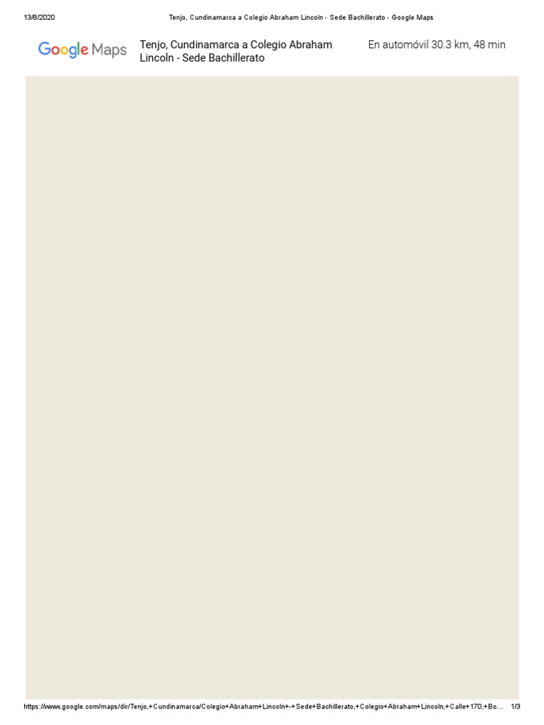 Tenjo, Cundinamarca A Colegio Abraham Lincoln - Sede Bachillerato - Google Maps | PDF