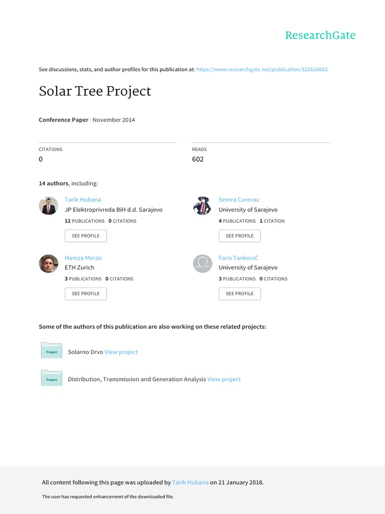 Solar Tree Project: November 2014 | PDF