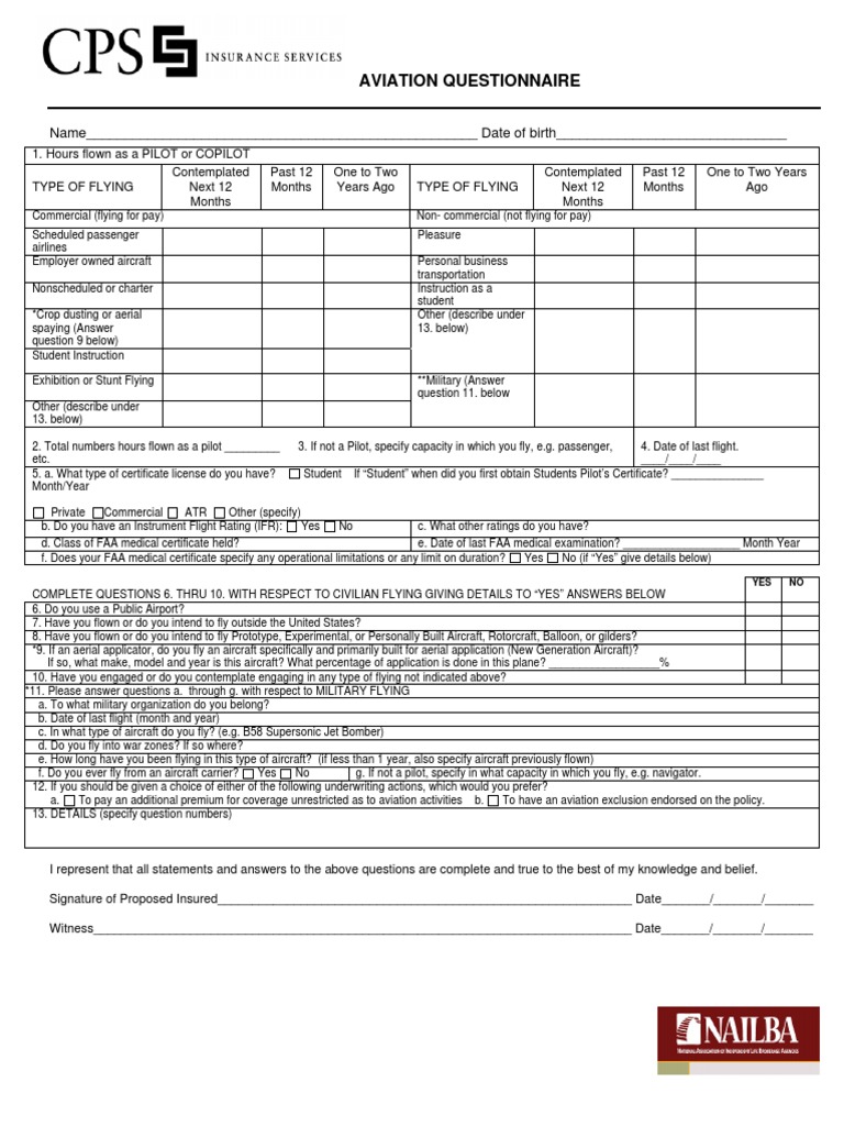 Analysis of an Aviation Questionnaire: Insights into a Pilot's Flight ...