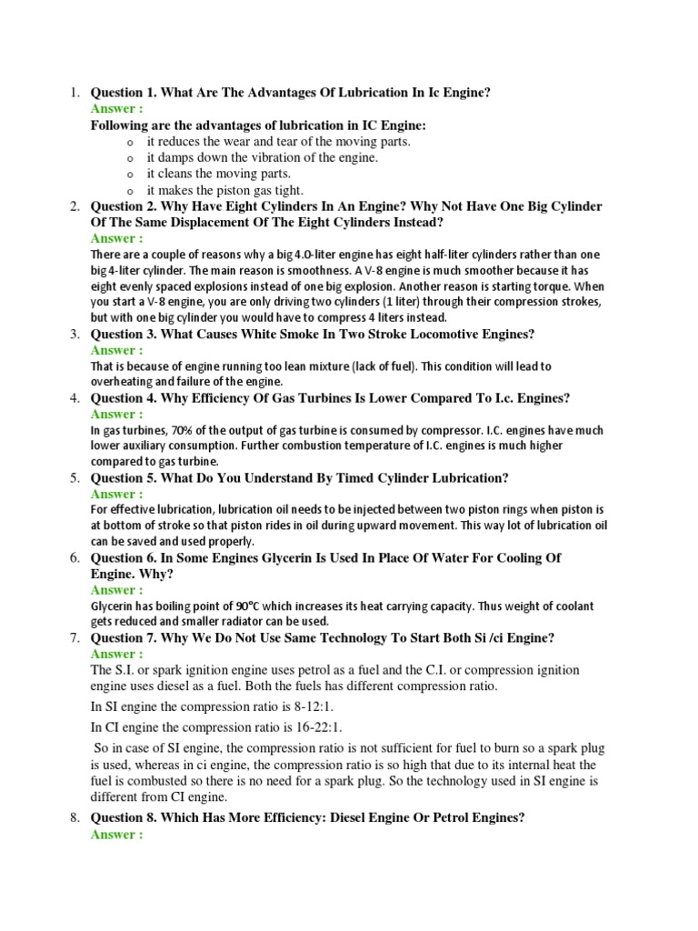 Ic Engine Interview Questions | PDF | Internal Combustion Engine | Engines