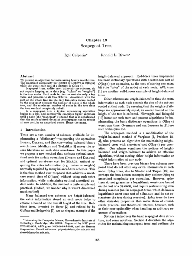 Galperin93 Scapegoat Trees | PDF | Algorithms And Data Structures | Theoretical Computer Science