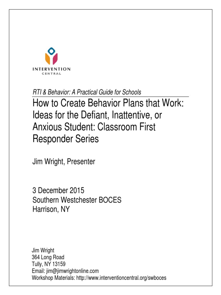 How To Create Behavior Plans That Work - Ideas For The Defiant ...