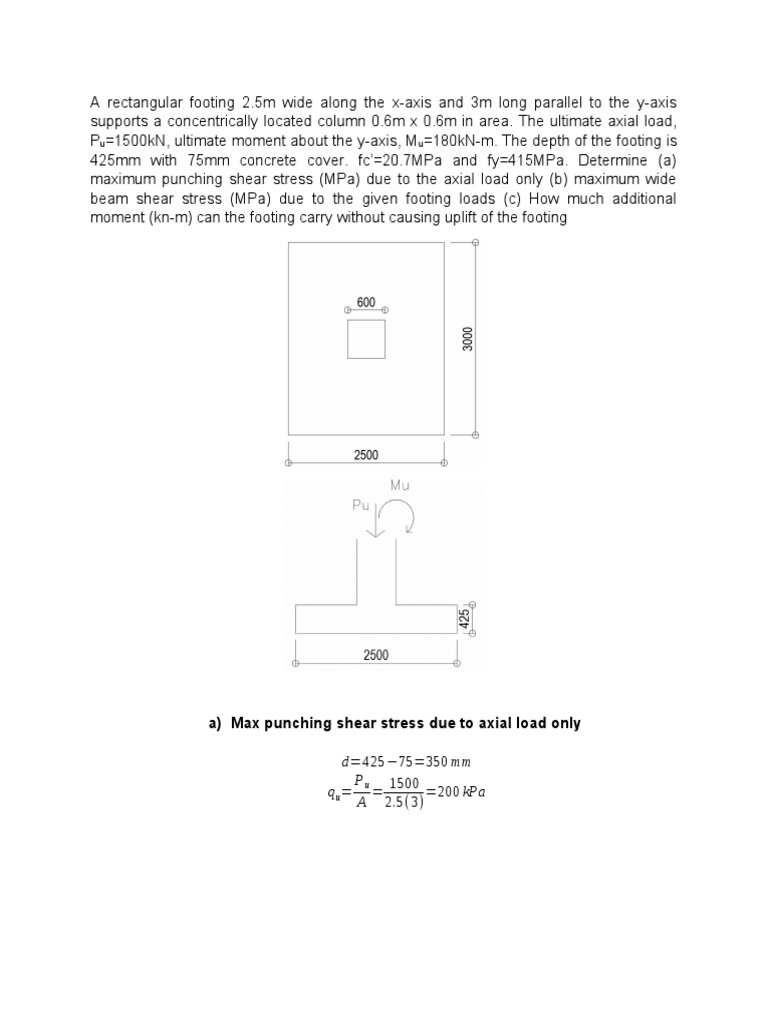 Uni Axial Rectangular Footing | PDF