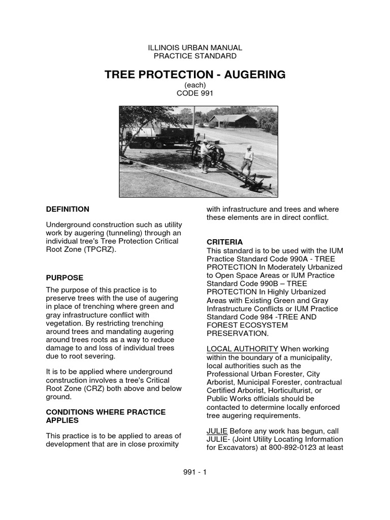 Tree Protection - Augering: (Source: Tree City USA Bulletin No. 35 ...