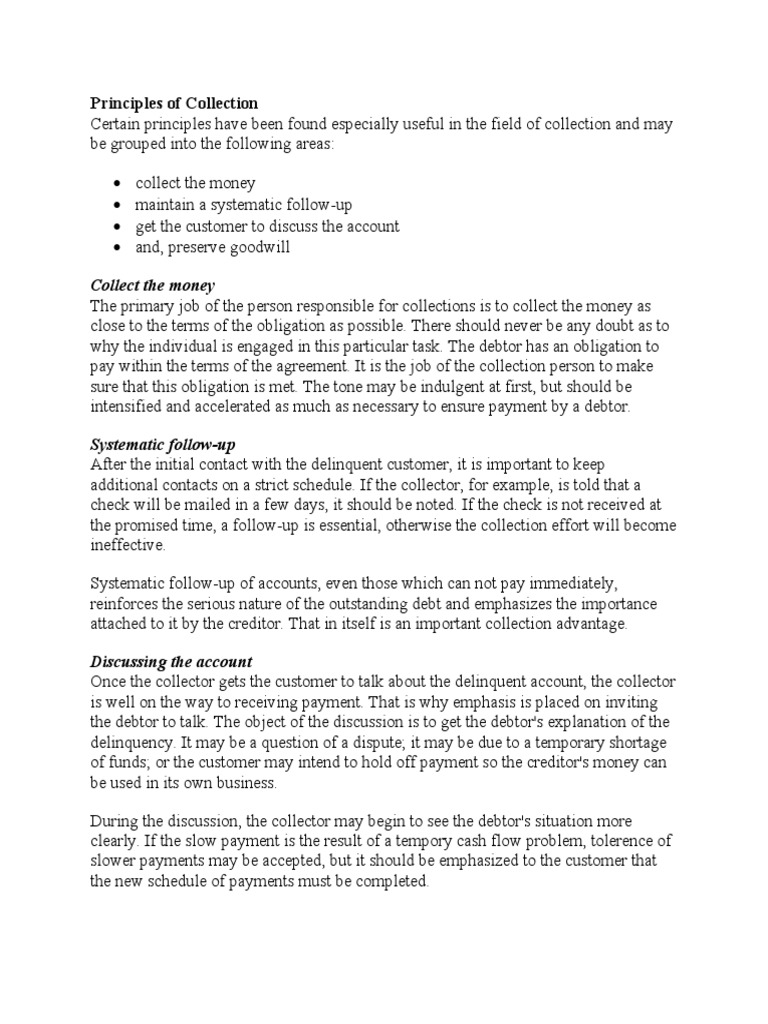 Principles of Collection | PDF | Debt | Business