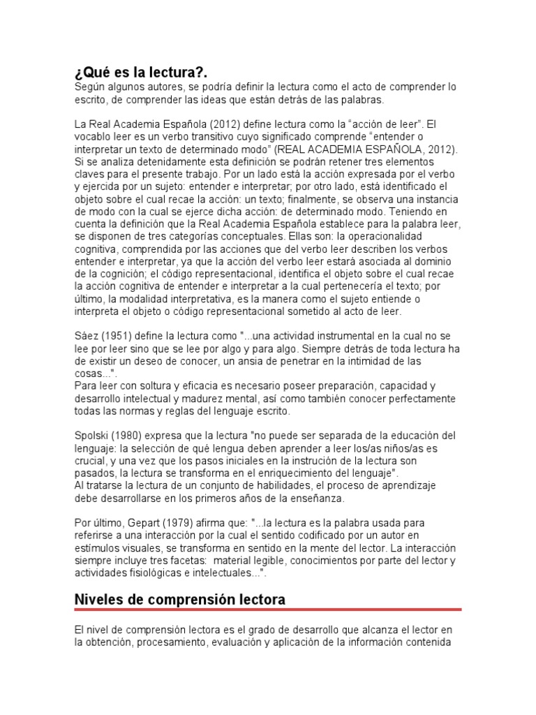 Qué Es La Lectura | PDF | Comprensión lectora | Comprensión