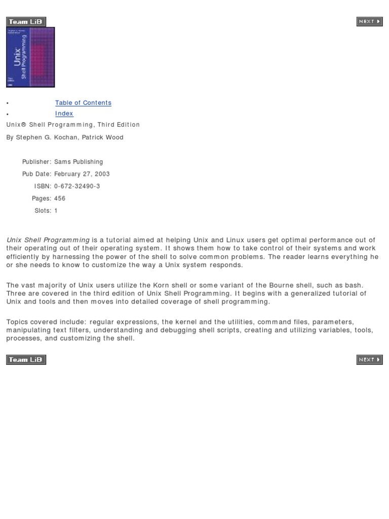 Unix Shell Programming 3Rd Ed - Sams | Download Free PDF | Computer File | Directory (Computing)