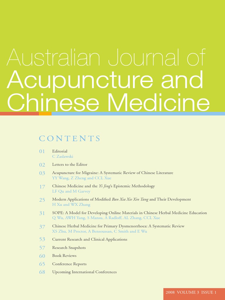 2008 Volume 3 Issue 1 Full | PDF | Acupuncture | Traditional Chinese ...