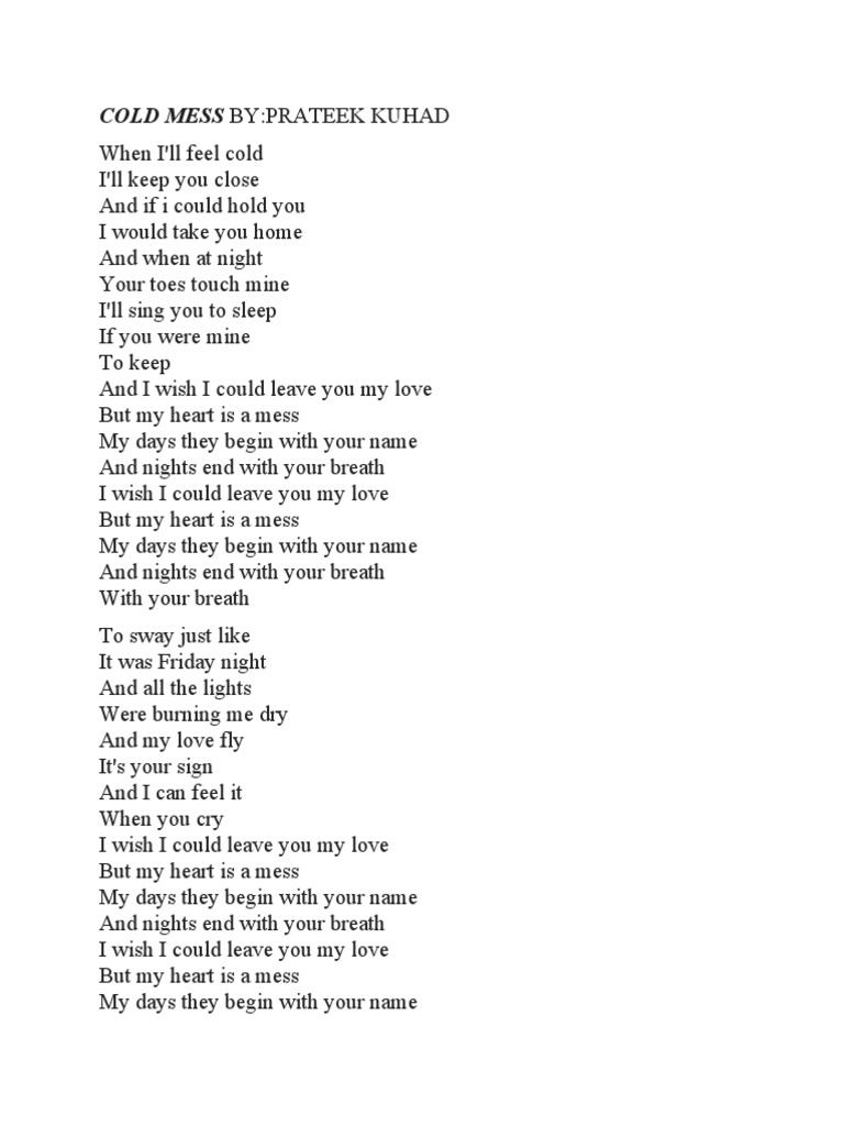 Cold Mess By:Prateek Kuhad | PDF