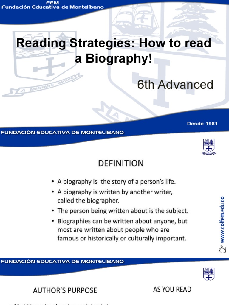 Reading Strategies: How To Read A Biography!: 6th Advanced | PDF