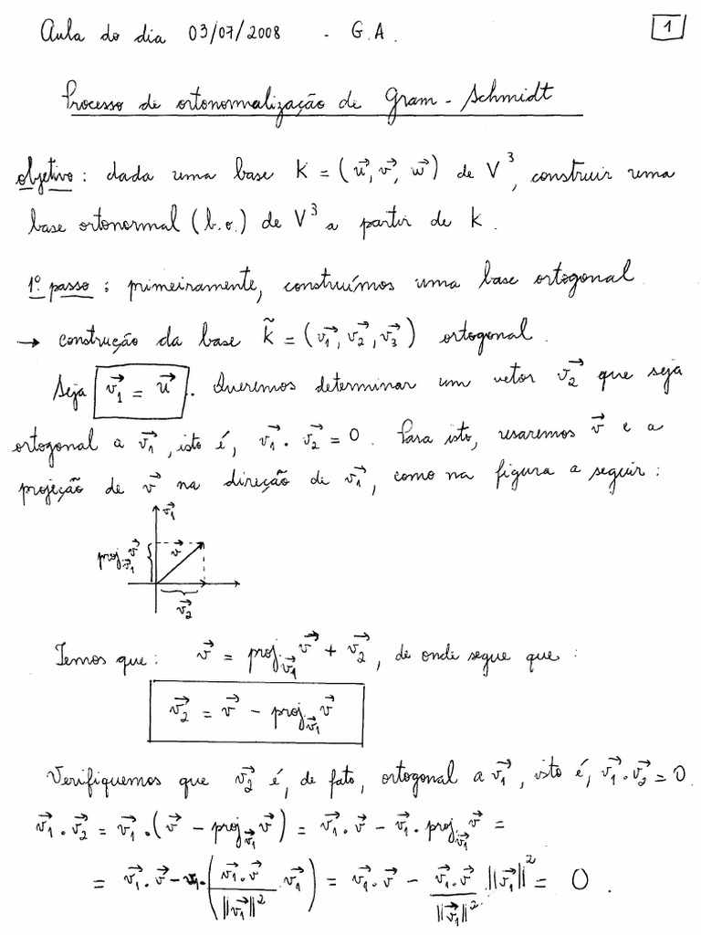Processo de Ortonormalização de Gram-Schmidt | PDF