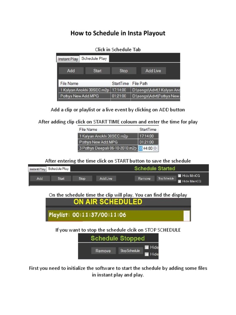 How To Schedule in Insta Playout | PDF
