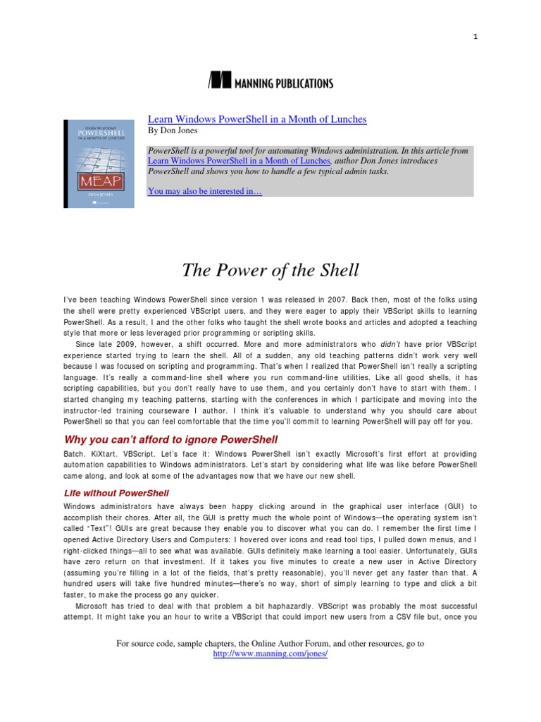 The Power of The Shell: Learn Windows Powershell in A Month of Lunches ...