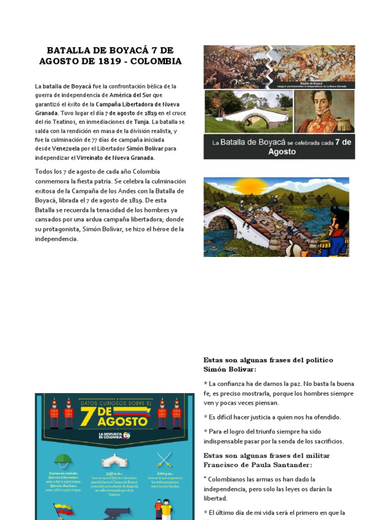 Batalla de Boyacá 7 de Agosto de 1819 | PDF