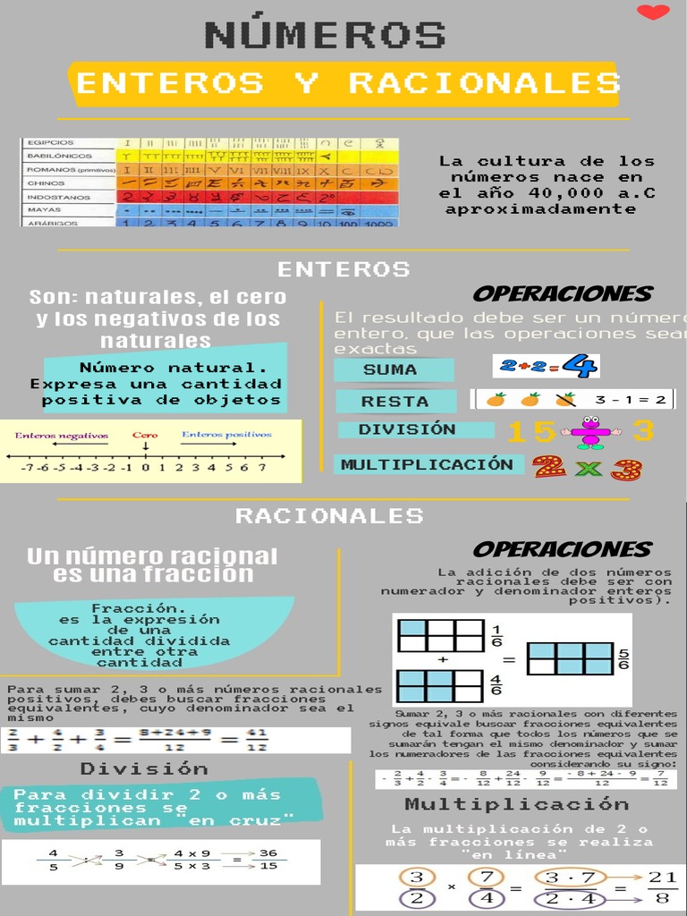 Infografía Números Enteros y Racionales | PDF