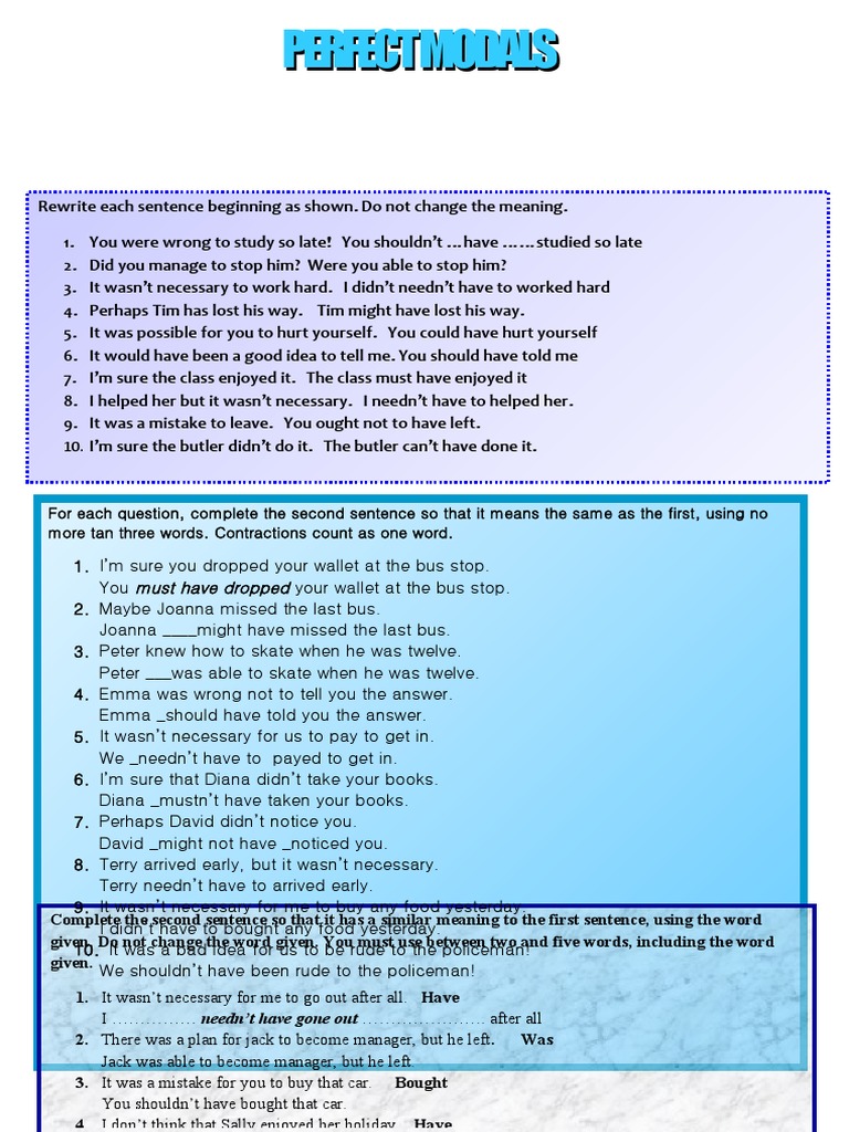 Perfect Modals Review | PDF