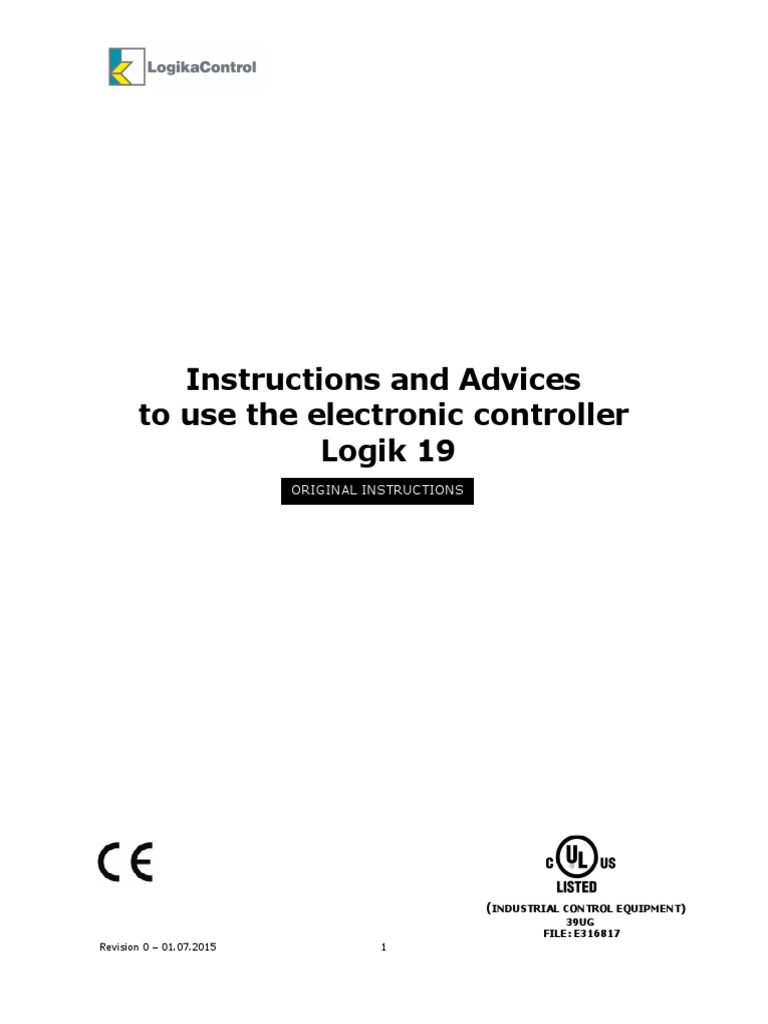 Instructions and Advices To Use The Electronic Controller Logik 19 ...