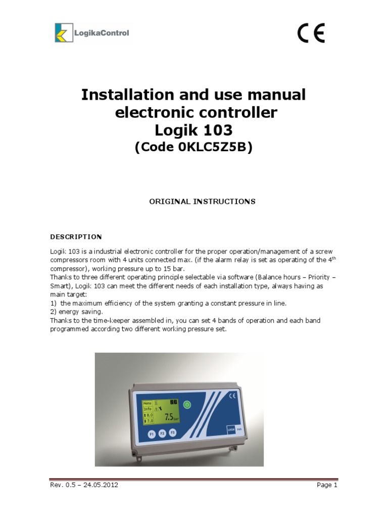 Installation and Use Manual Electronic Controller Logik 103: (Code ...