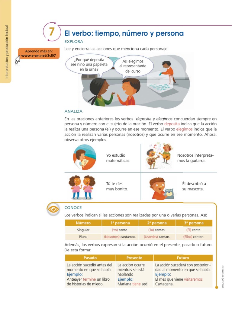 El Verbo: Tiempo, Número y Persona: Explora | PDF | Verbo | Tipología ...