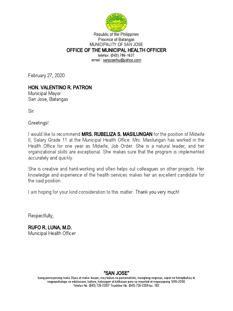 Letter or Recommendation For Promotion | PDF | Health Sciences | Medicine
