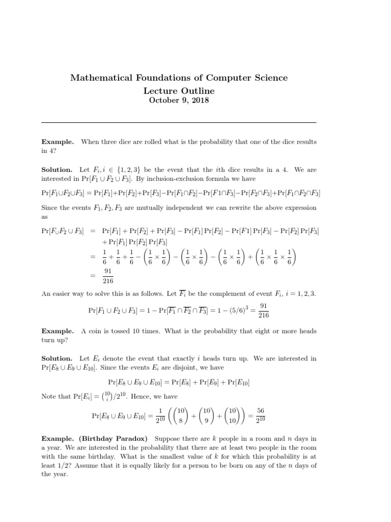 Mathematical Foundations of Computer Science Lecture Outline | PDF ...