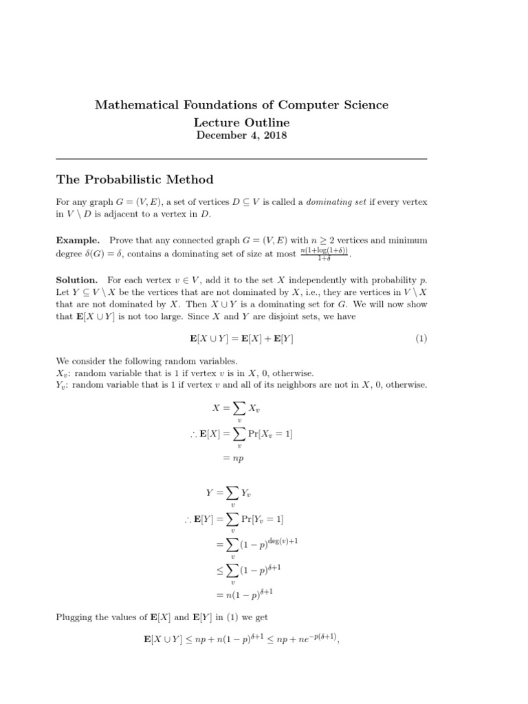 Mathematical Foundations of Computer Science Lecture Outline | Download Free PDF | Vertex (Graph ...