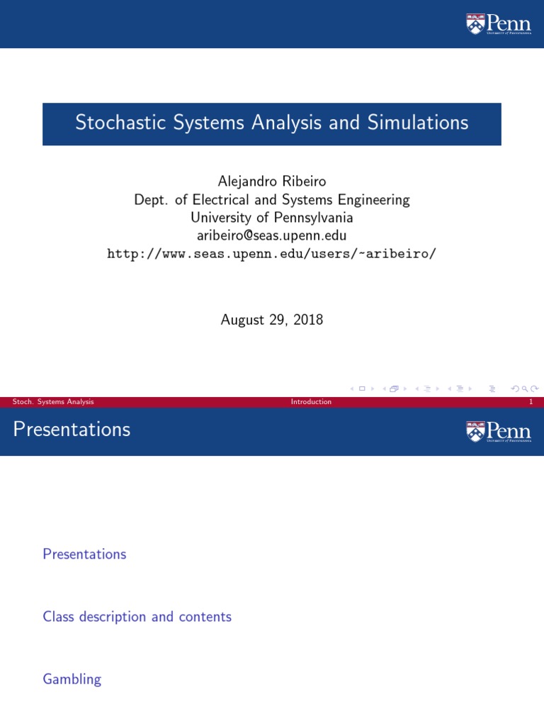 Stochastic Systems Analysis and Simulations | PDF | Markov Chain | Stochastic Process