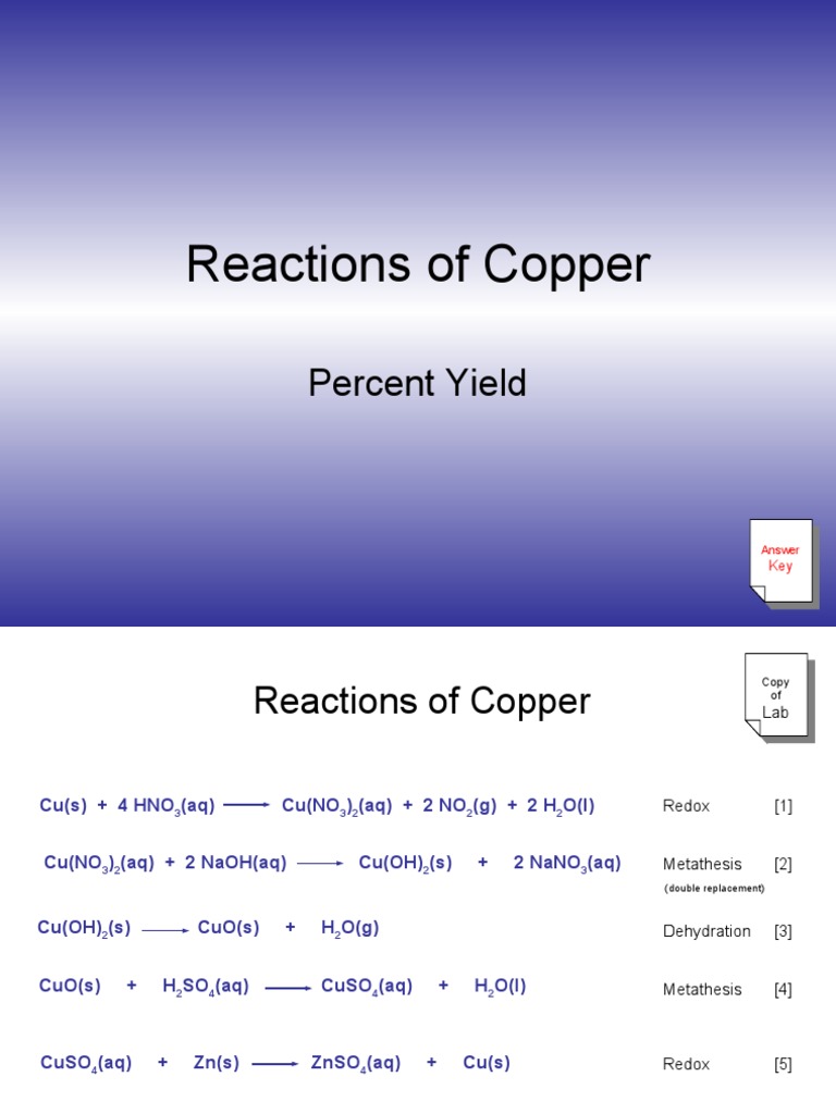 Copper Reactions and Percent Yield Lab | PDF | Redox | Chemical Reactions