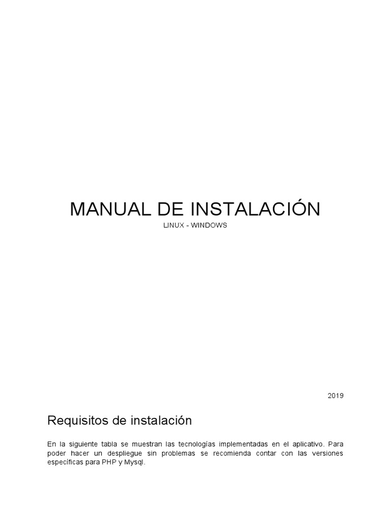 Manual de Instalación - Windows - Linux | PDF | Php | Servidor HTTP Apache