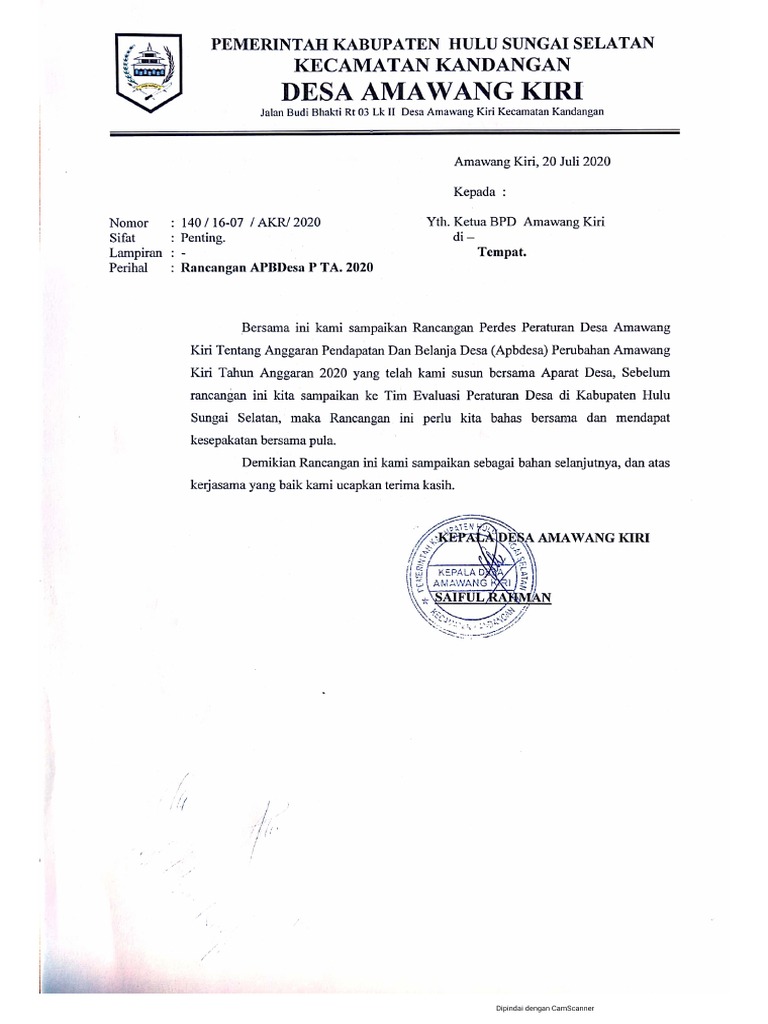 Contoh Undangan Rapat BPD | PDF