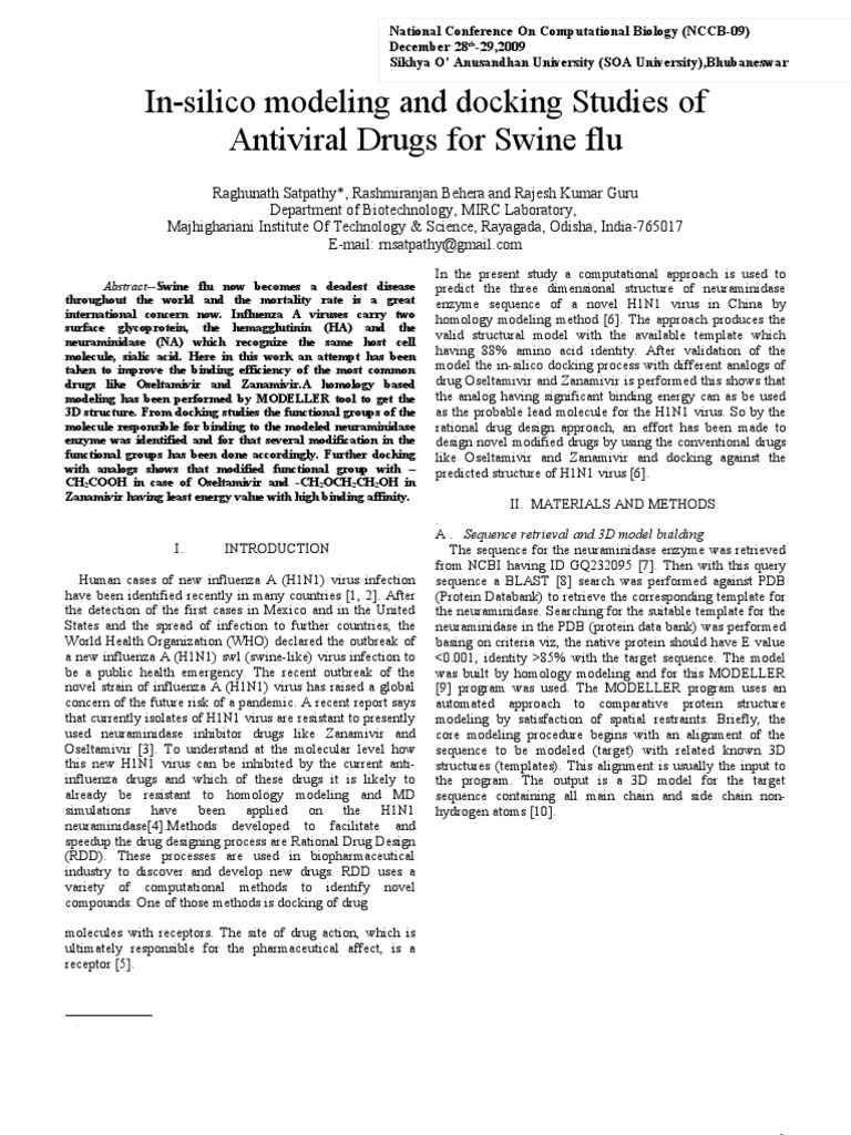 Swine Flue Drug | PDF | Docking (Molecular) | Influenza