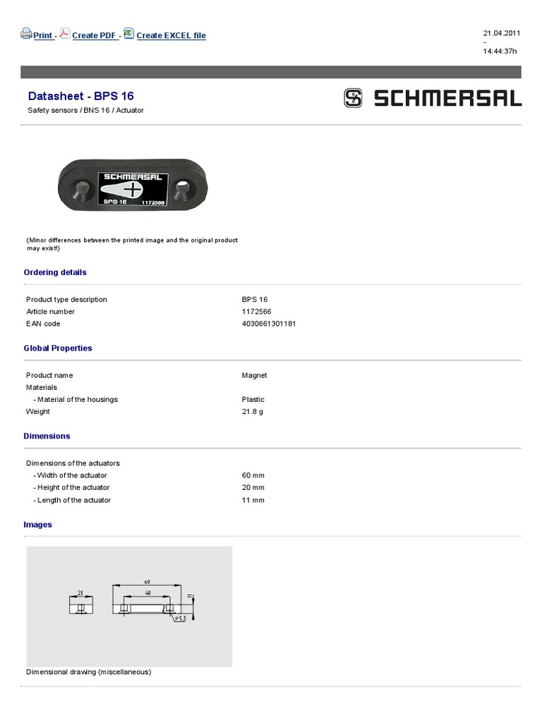 Datasheet - BPS 16: Print Create PDF Create EXCEL File | PDF