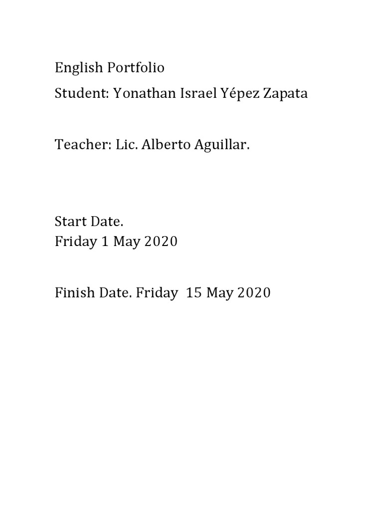 Yonathan's English Portfolio | PDF