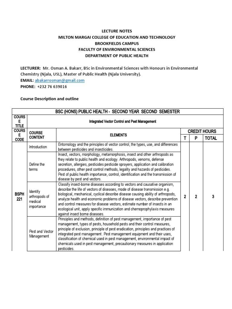 Vector Control and Pest Management Notes | PDF | Insecticide | Ddt