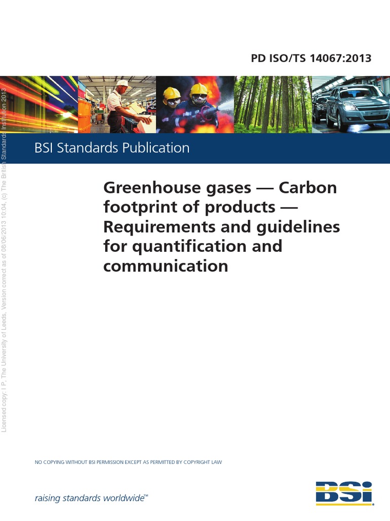 ISO TS 14067 2013 Greenhouse Gases - Carbon Footprint of Products ...