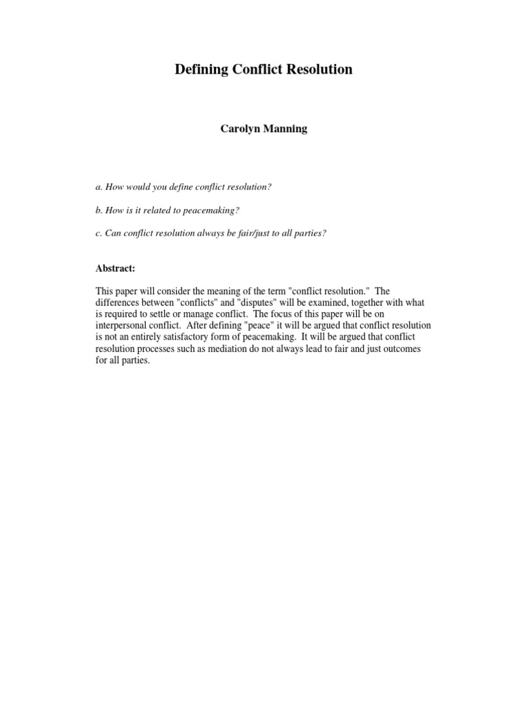 Defining Conflict Resolution | PDF | Conflict (Process) | Mediation