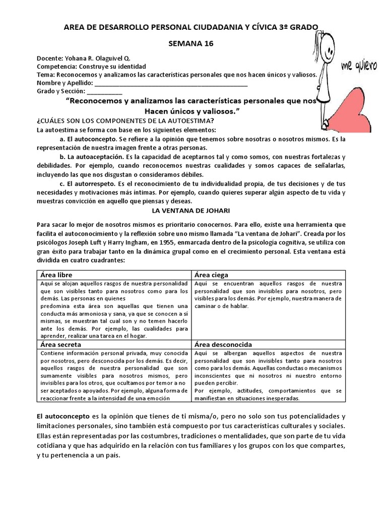 Sem 16 DPCC - Autoestima | PDF | Autoestima | Comportamiento
