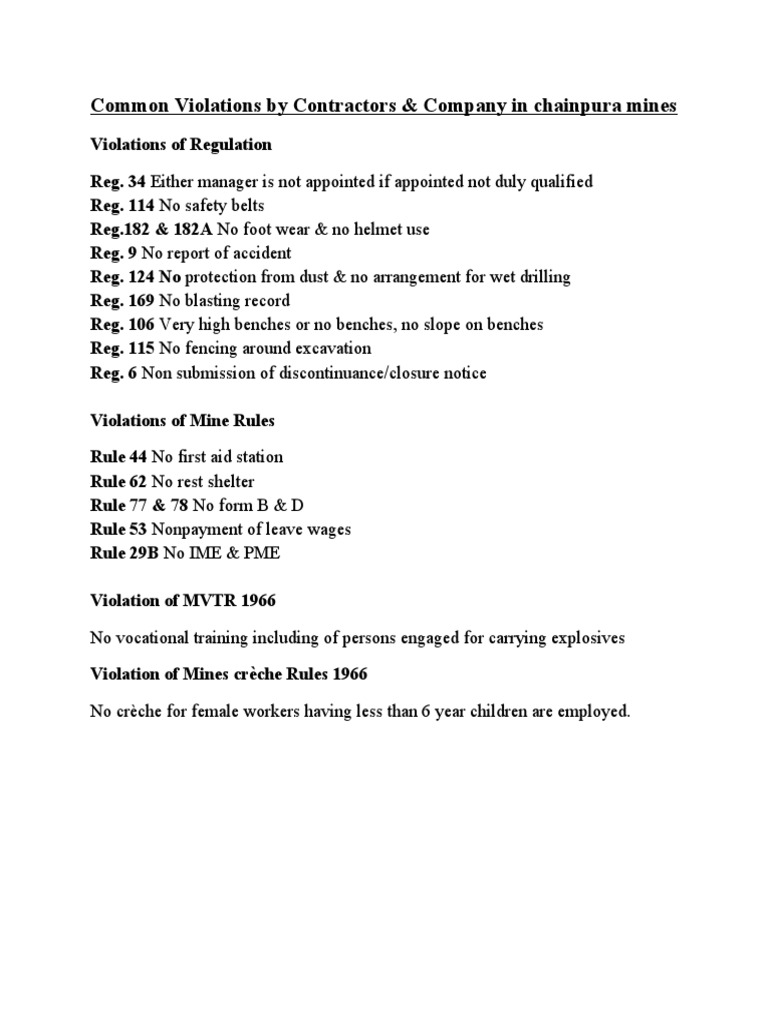 Common Violations by Contractors | PDF