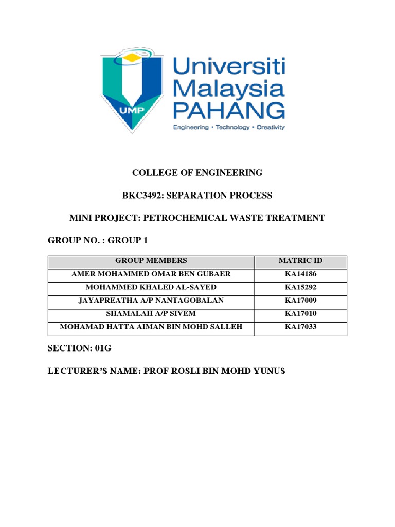 Group 1 - Section 01G - Separation Project PDF | PDF | Sewage Treatment ...