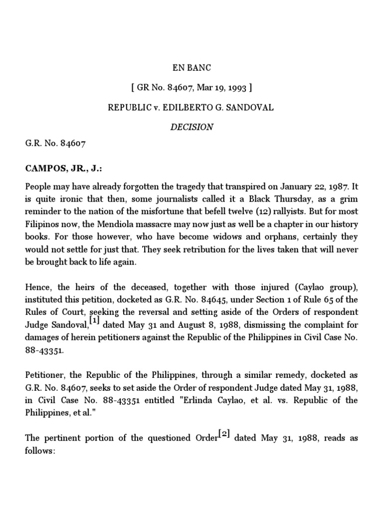 REPUBLIC v. EDILBERTO G. SANDOVAL GR No. 84607 (Lawyerly) | PDF ...