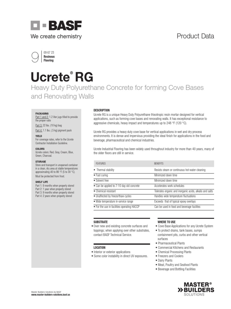 Ucrete RG: Heavy Duty Polyurethane Concrete For Forming Cove Bases and ...