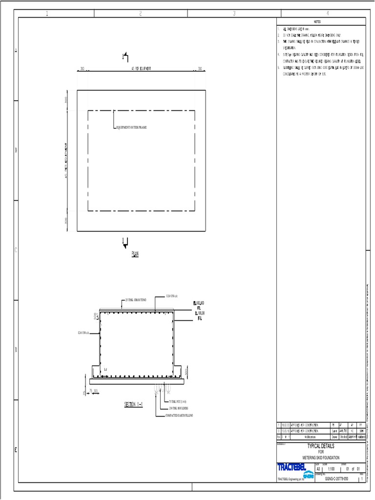 Typical Details For Metering Skid Foundation | PDF