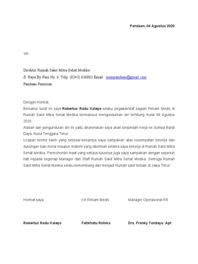 Surat Resign Resmi | PDF