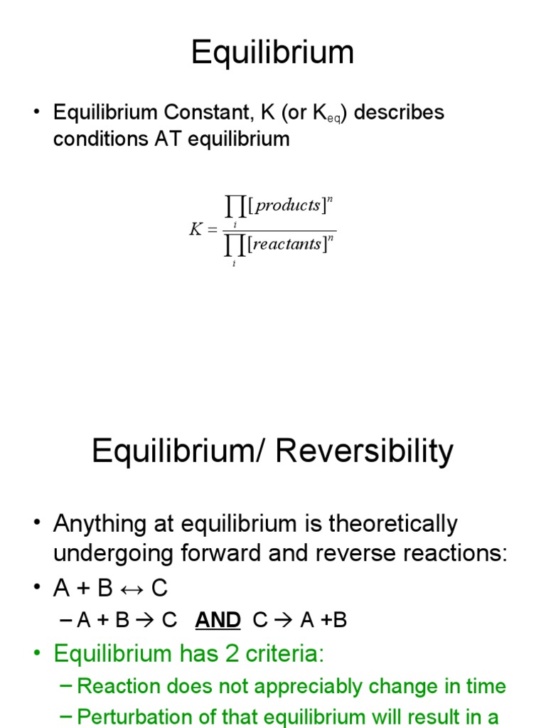 Lecture 3 - Eqilibrium Intro | PDF | Chemical Equilibrium | Analysis