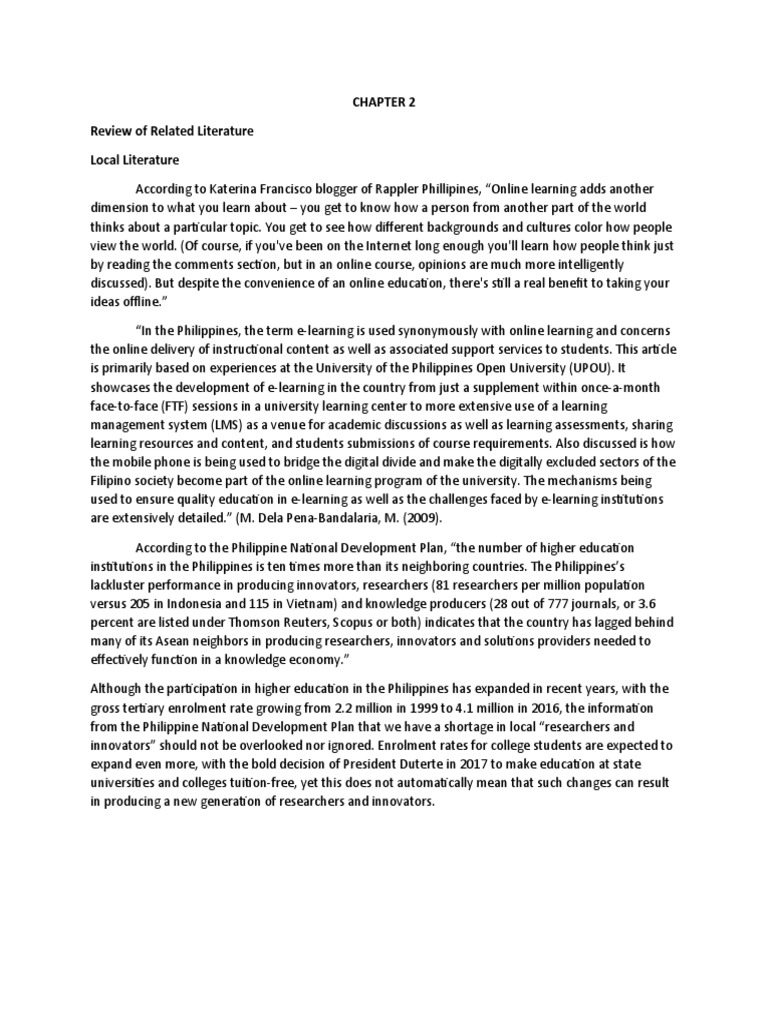 Review of Related Literature Local Literature | PDF | Educational ...