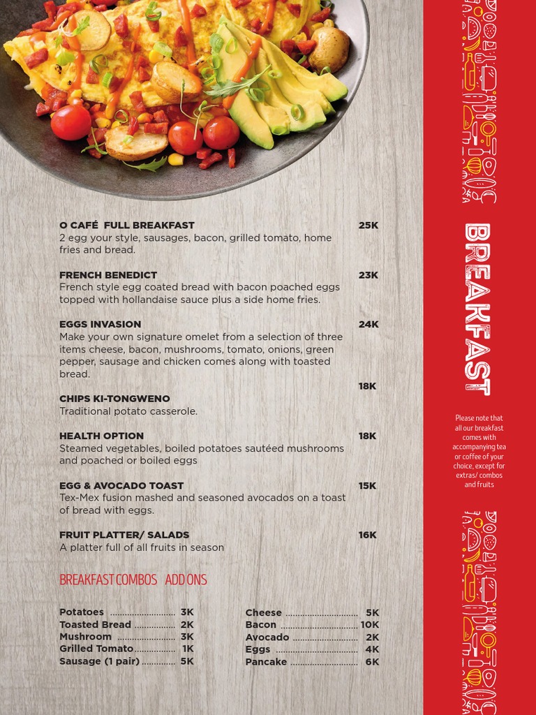 O Cafe Food Menu | PDF | Salad | Hamburgers