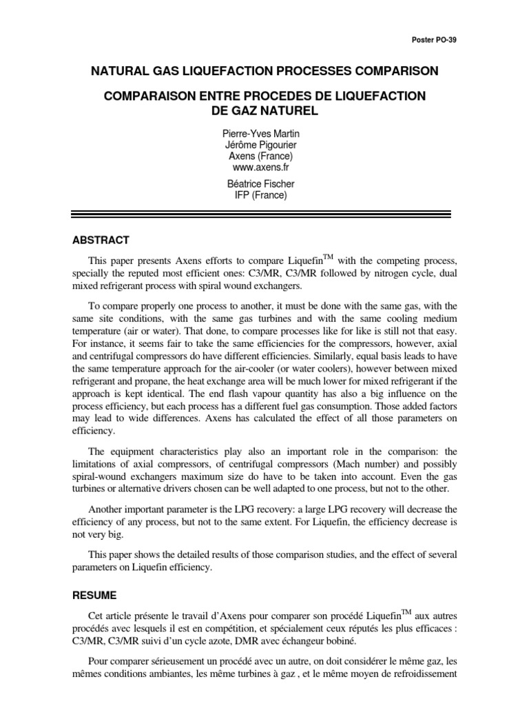 LNG Liquefaction Process Comparison | PDF | Heat Exchanger | Liquefied ...